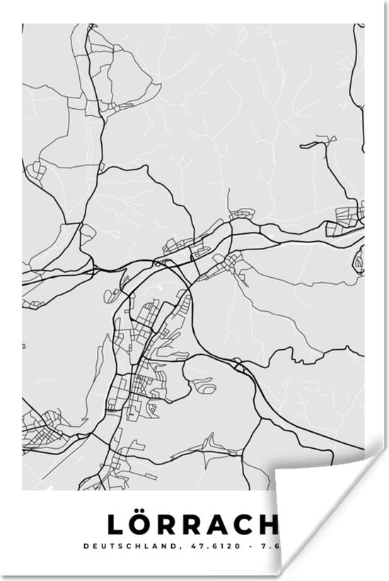 Poster Stadskaart - Plattegrond - Kaart - Lörrach - Duitsland - 40x60 ...