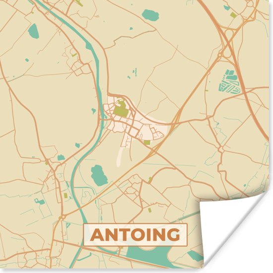 Poster Kaart - Antoing - Plattegrond - Stadskaart - Vintage - 100x100 ...