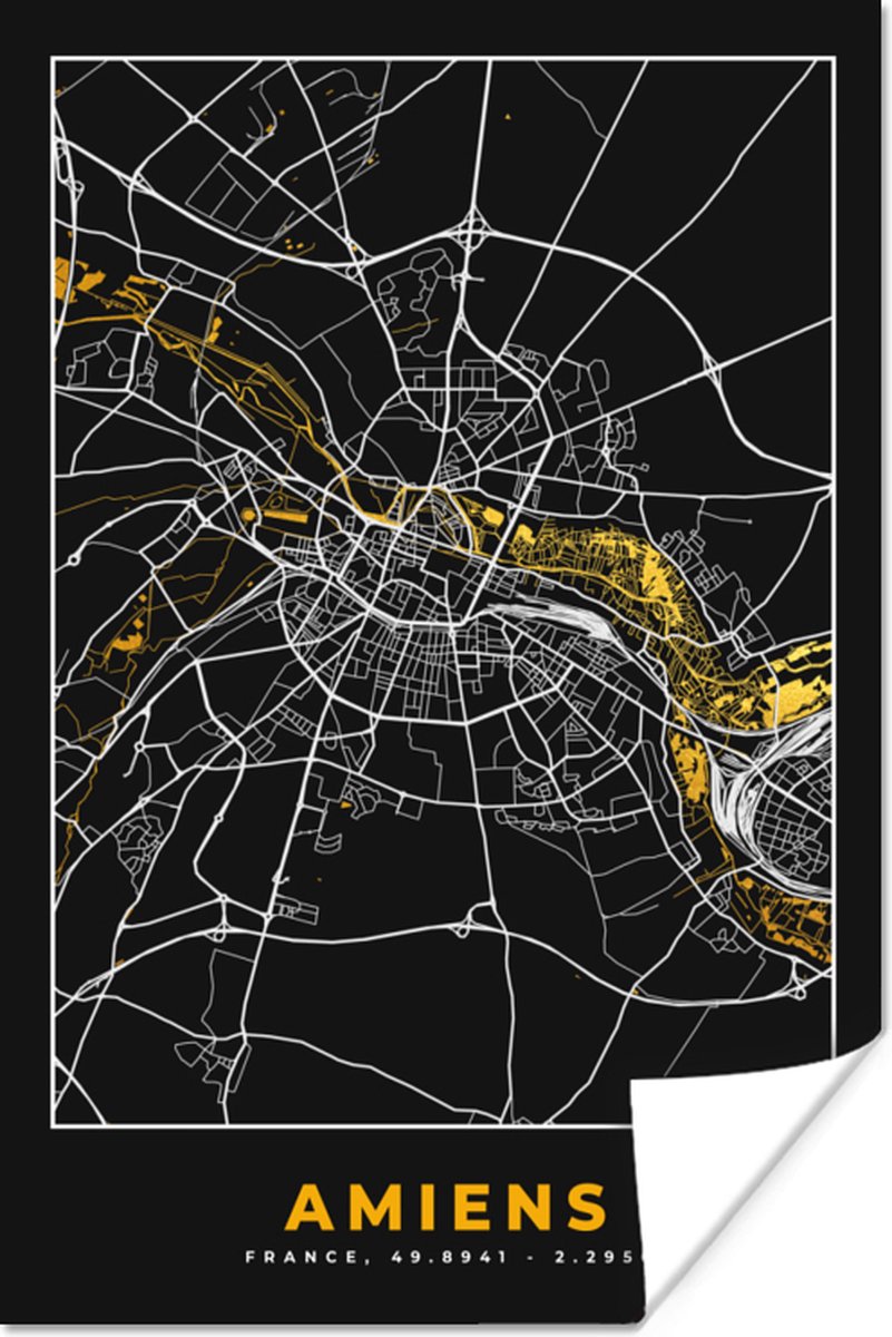 Affiche Carte - Amiens - Plan de ville - Carte - France - 60x90 cm ...