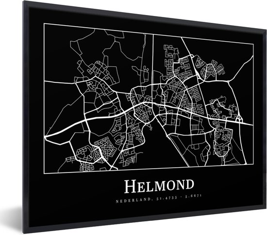 Fotolijst incl. Poster - Plattegrond - Helmond - Kaart - Stadskaart ...