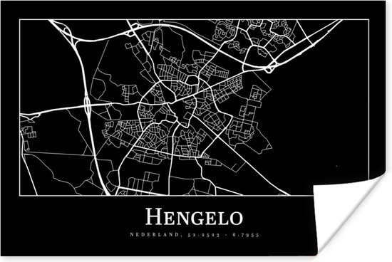 Poster Hengelo - Stadskaart - Kaart - Plattegrond - 120x80 cm | bol