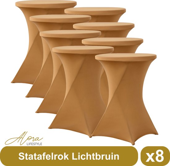 Statafelrok lichtbruin 80 cm - per 8 - partytafel - Alora tafelrok voor statafel -... | bol.com