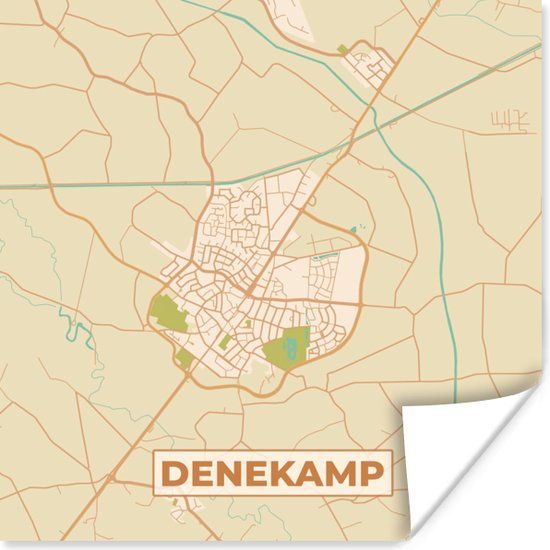 Poster Kaart - Denekamp - Plattegrond - Stadskaart - 100x100 cm XXL | bol