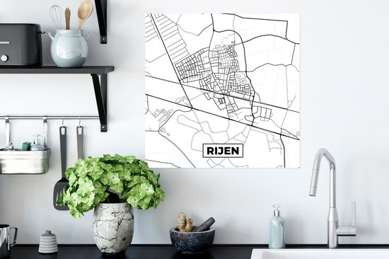 Poster Kaart - Rijen - Plattegrond - Stadskaart - 50x50 cm | bol