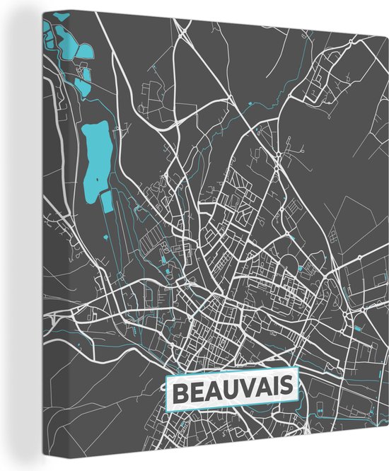 Canvas Schilderij Frankrijk – Beauvais – Stadskaart – Plattegrond ...
