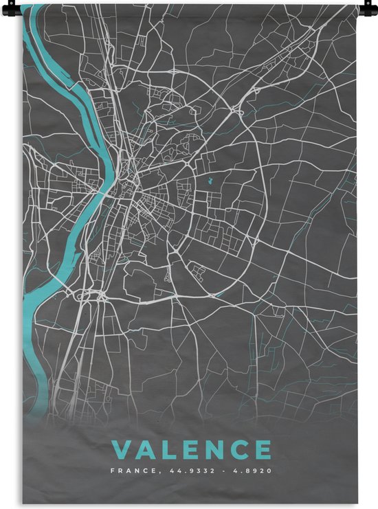 Wandkleed - Wanddoek - Valence - Frankrijk - Stadskaart - Kaart ...