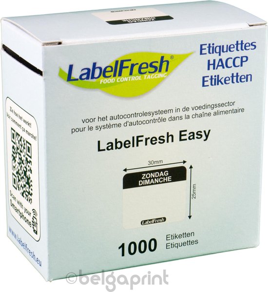 1000 LabelFresh Easy - 30x25 mm - zondag-dimanche -HACCP etiketten ...