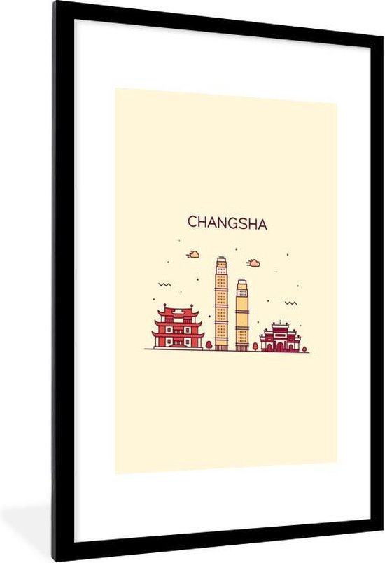 Fotolijst incl. Poster - China - Skyline - Changsha - 60x90 cm ...