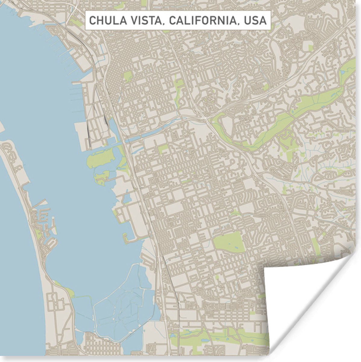 Une illustration d'une carte de Chula Vista poster 30x30 cm - Tirage ...