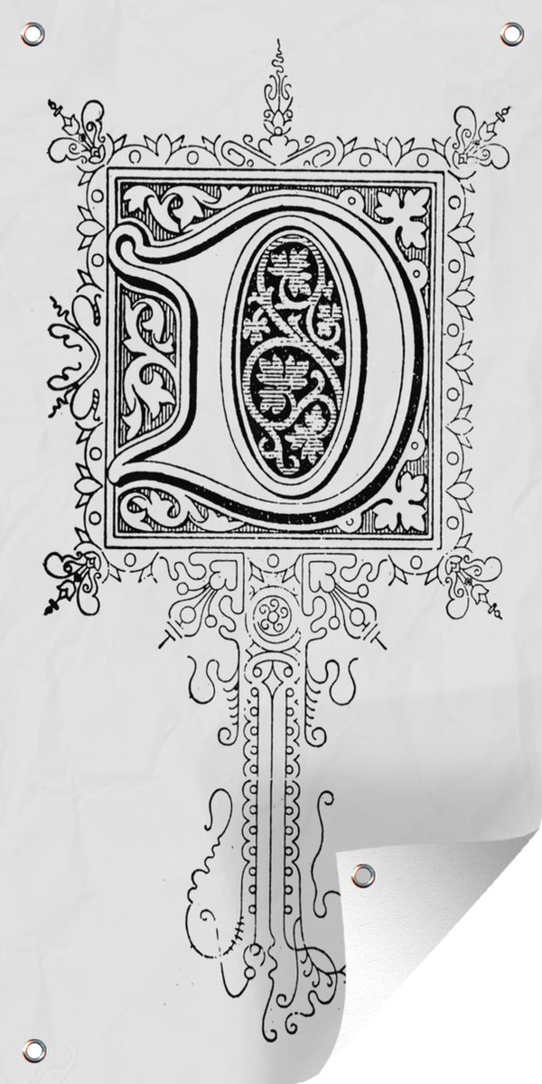 Wanddecoratie buiten Een sierlijke tekening van de letter D in het ...