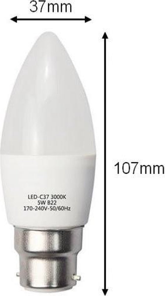 B22 LED lamp 6W 220V C37 180 ° - Warm wit licht | bol.com