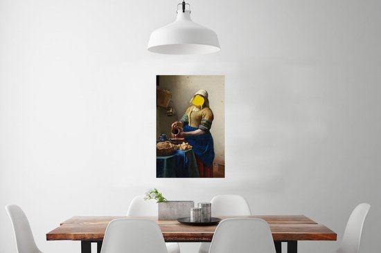 Melkmeisje van oude meester Johannes Vermeer met een gele klodder verf ...