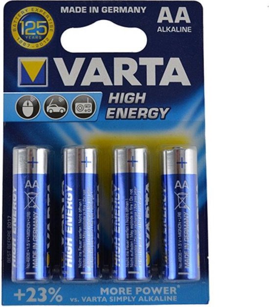 4x Varta Alkaline AA batterijen high energy 1.5 V - LR6 | bol