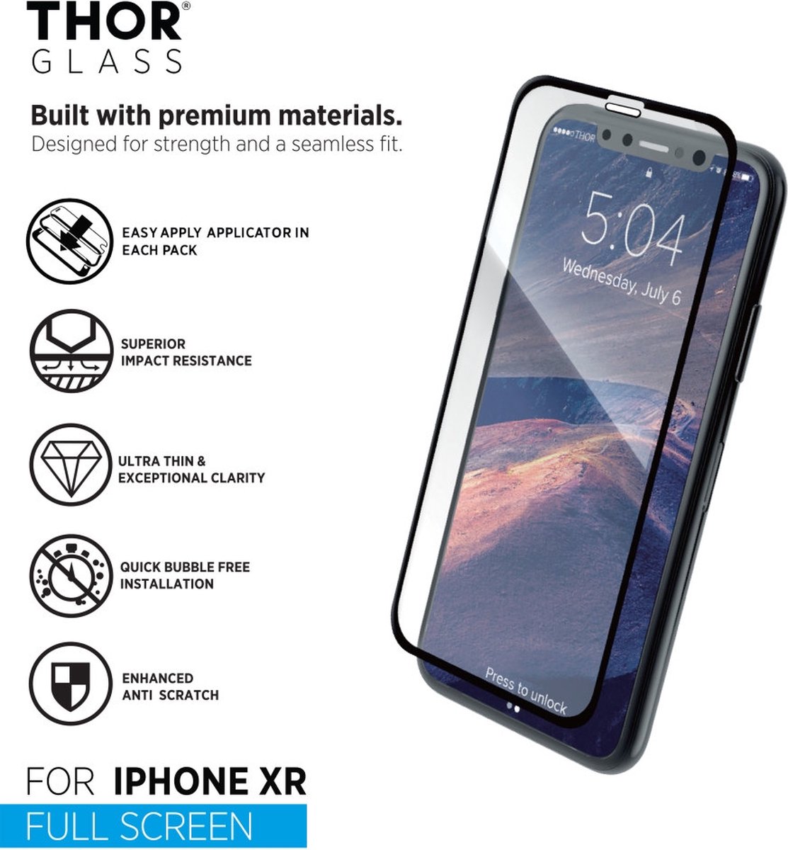 THOR Glass Screenprotector Full-Screen iPhone XR | bol.com