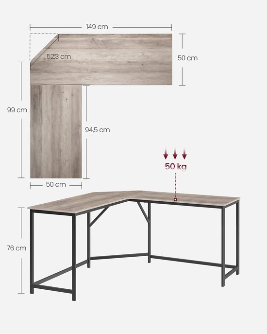 Computer Bureau - L-Vorm - Hoekbureau - Gaming Tafel - Computer Tafel ...