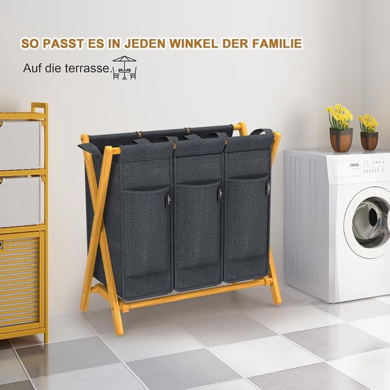 Wasmand bamboe wassorteersysteem X-vormige wasbox wasmanden ...