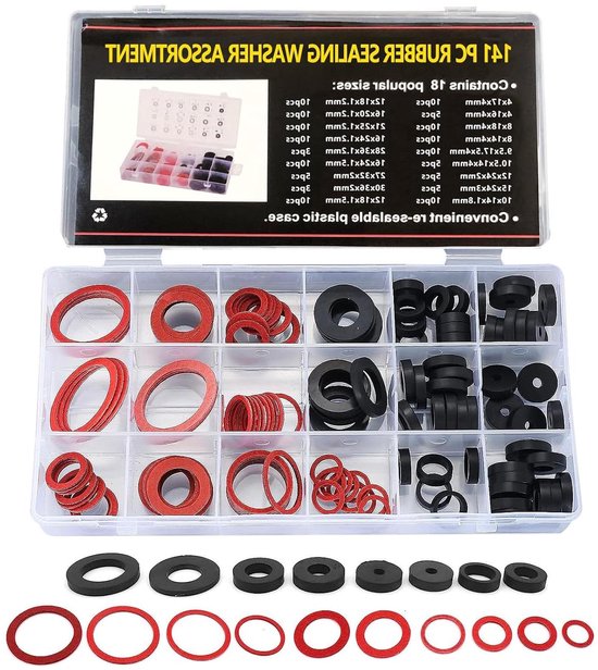 141 stuks afdichtingsringen assortiment rubberen afdichtingen 18 maten ...