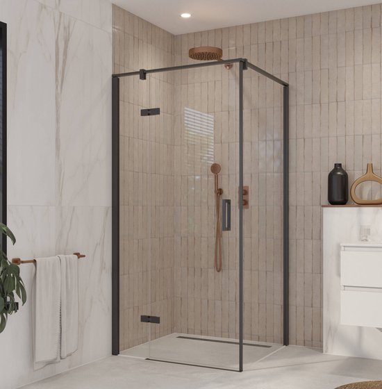 Ben Meteora zijwand incl. antikalk 100x200cm mat zwart | bol