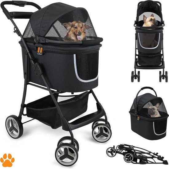2-in-1 Buggy voor Huisdieren - Handig en Multifunctioneel - Gemêleerd Zwart | bol