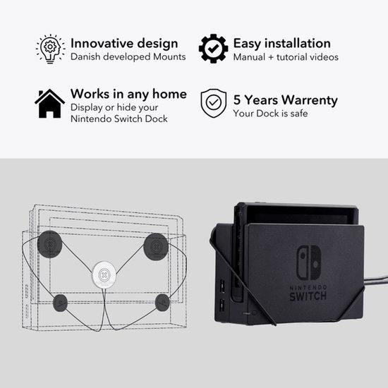 Nintendo Switch dock wall mount by FLOATING GRIP®, Black | Games | bol