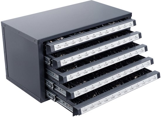 Boorbit Dispenser Kast, Organizer met Vijf Laden voor Staalboren Nr. 1 ...
