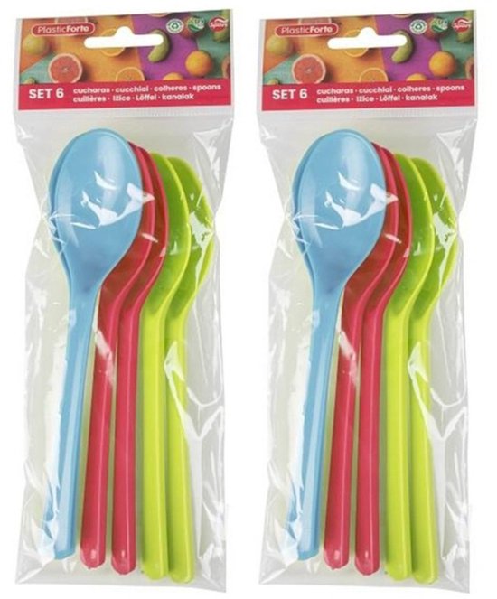 Plasticforte Lepels - kunststof - 12x - herbruikbaar plastic - 19 cm ...