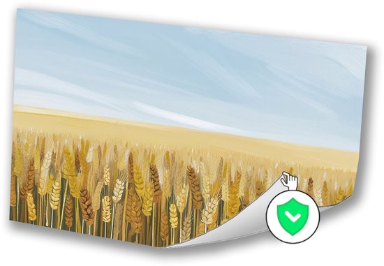 Uitgestrekt tarweveld onder blauwe lucht - Tarwe poster - Posters ...
