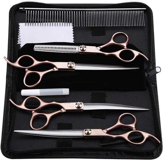 Pet Grooming Scissors Set 7" Professional Stainless Steel Sharp Shears ...