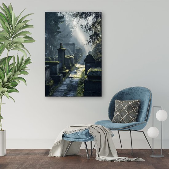 Mistige bosbegraafplaats bij dageraad - Begraafplaats poster ...