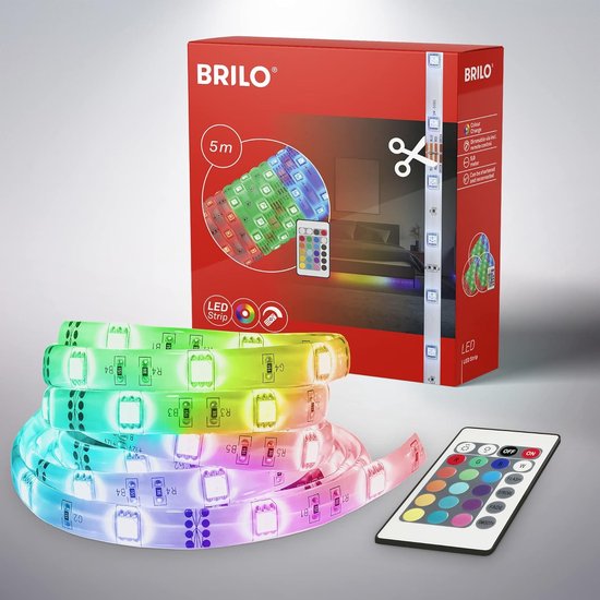 LED Strip 5m met RGB-kleuren en afstandsbediening - Zelfklevend en in ...