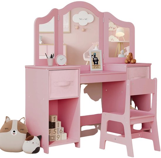 Betaalbare Goederen® Make-up tafel kinderen - Kaptafel - roze - make-up ...