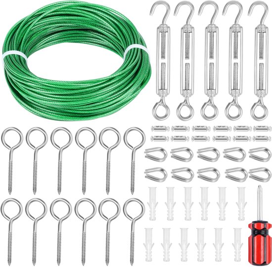 Belle Vous 30 m waslijndraad met M5 spanschroeven - Ø 3 mm klimplanten ...