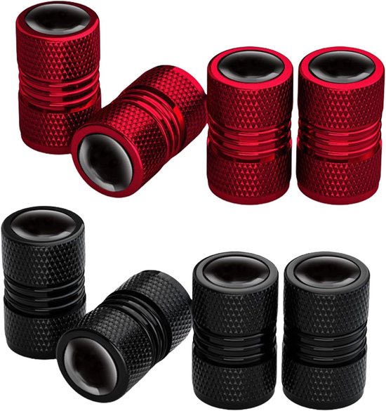 Tire Valve Caps for Car Bike Motorcycle Metal Valve Caps Red Black Pack ...