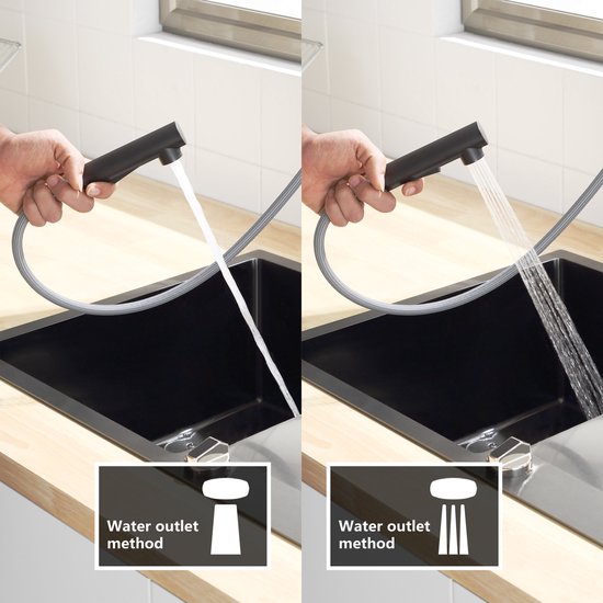 CECIPA Keukenkraan met Uittrekbare Uitloop - Keukenkraan Zwart - 360°draaibereik - 2... | bol