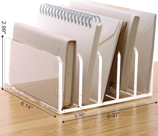 Acryl Bureau File Organizer - 5-vaks Desk Sorter voor Documenten, Mails ...