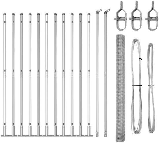 vidaXL - Gelast - Draadhek - met - 13 - Flanged - Palen - 1.5x25 - m ...