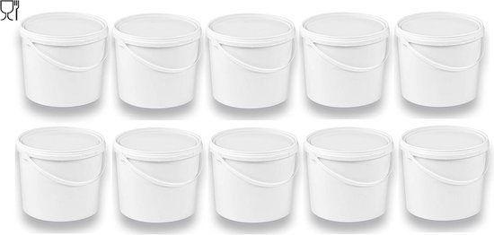 Witte Stapelbare Emmer met Deksel - 5 Liter Levensmiddelveilige ...