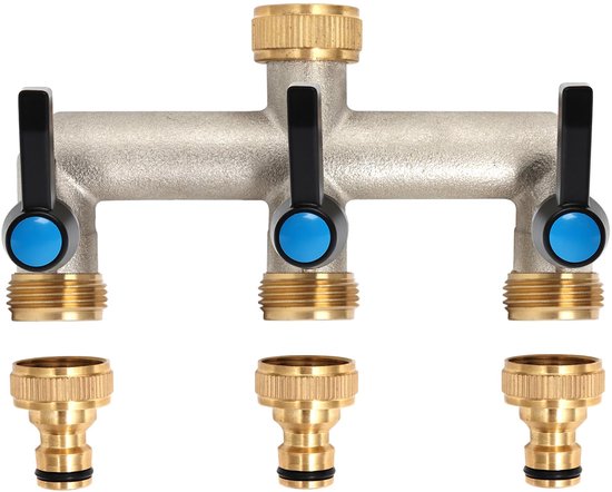 Unyqoos® Hoogwaardige 3-weg Messing Waterverdeler met Individuele Afsluitkranen voor... | bol