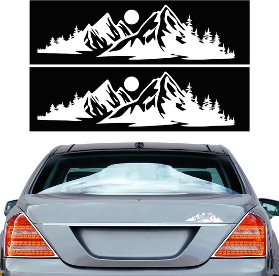 Car Sticker Mountain 14x3.8cm Tree Forest Mountains Sunrise Forest ...