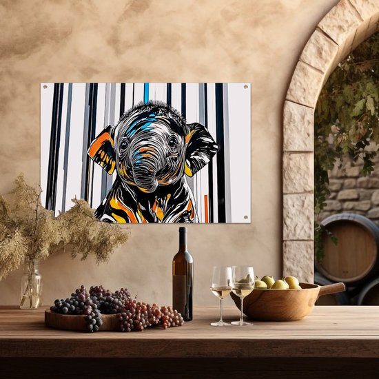 Kleurrijke abstracte olifant kunst - Olifant buitenposter ...
