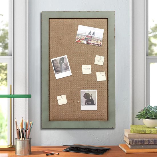 Linnen bulletin board met houten frame - groot prikbord voor foto's en ...