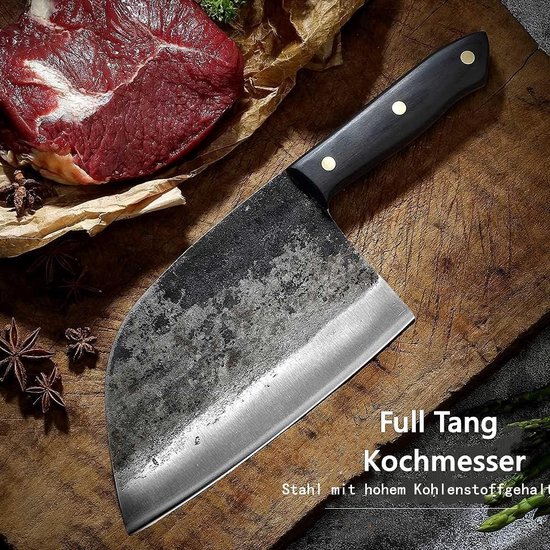 Handmade Forged Camping High Carbon Steel Outdoor Chef Knife - Butcher ...