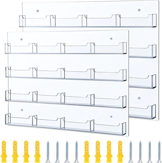 Acrylic Business Card Holder Wall Mounted Clear Sticker Display Rack ...