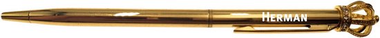 Pen Met Gravering - Kroon - Met Naam - Herman - Goud | bol