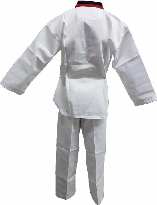 JC Club Taekwondo-pak Poom | WT | Wit / Zwart / rood | band Wit (Maat: 120) | bol