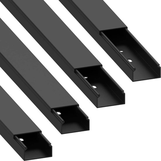 Zwarte PVC kabelgoot 30x15 mm met montagegaten in de grond - 4 meter ...