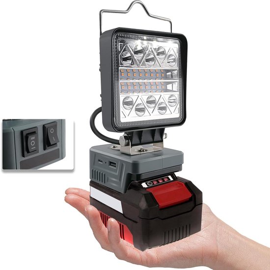 Acculamp 18 V draadloze werklamp met USB & Type-C-aansluiting - 140 ...