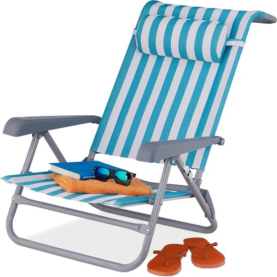 Opvouwbare verstelbare strandstoel - laag model - 8 standen - met ...