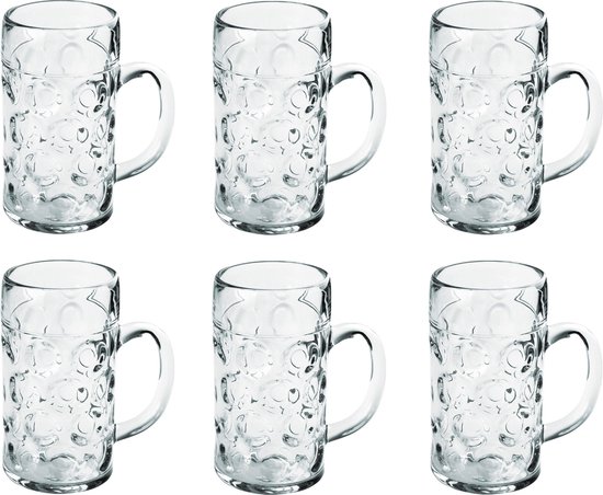 6x Bierpullen/bierglazen halve liter/50 cl/500 ml van onbreekbaar kunststof - 0,5... | bol