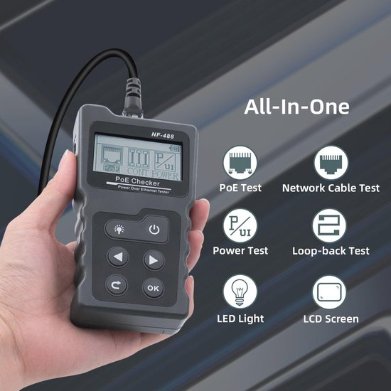 Netwerk RJ45 tester met lcd-display en POE-functie | bol